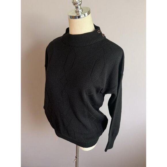 berek | Sweaters | Vintage 98s Berek 100 Wool Solid Black Sweater ...